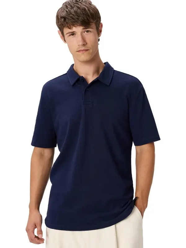 Quince Slub Polo - Deep Navy