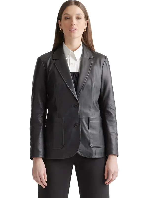 Quince Leather Blazer - Black
