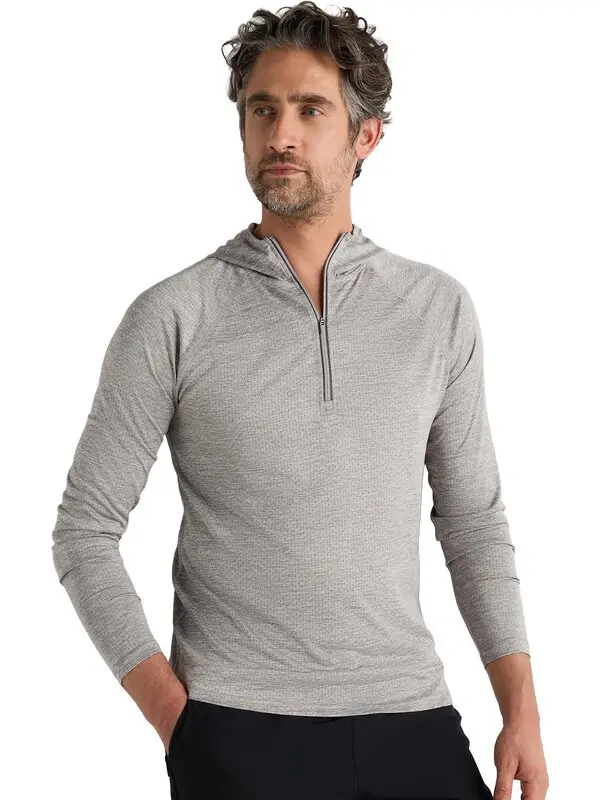 Quince Mesh Performance Training Quarter Zip Hoodie - Heather Grey