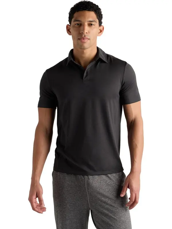 Quince Super Soft Performance Polo Shirt - Heather Black
