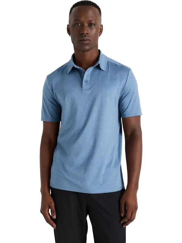 Quince Super Soft Performance Polo Shirt - Heather Dewstone Blue
