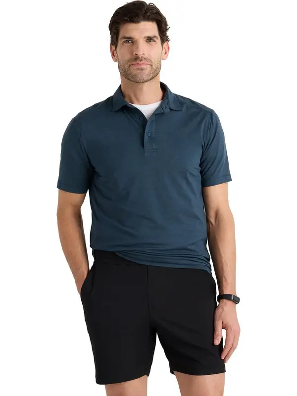 Quince Super Soft Performance Polo Shirt - Heather Ocean Navy