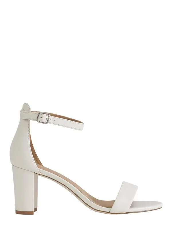 Quince Italian Leather Block Heel - Bone