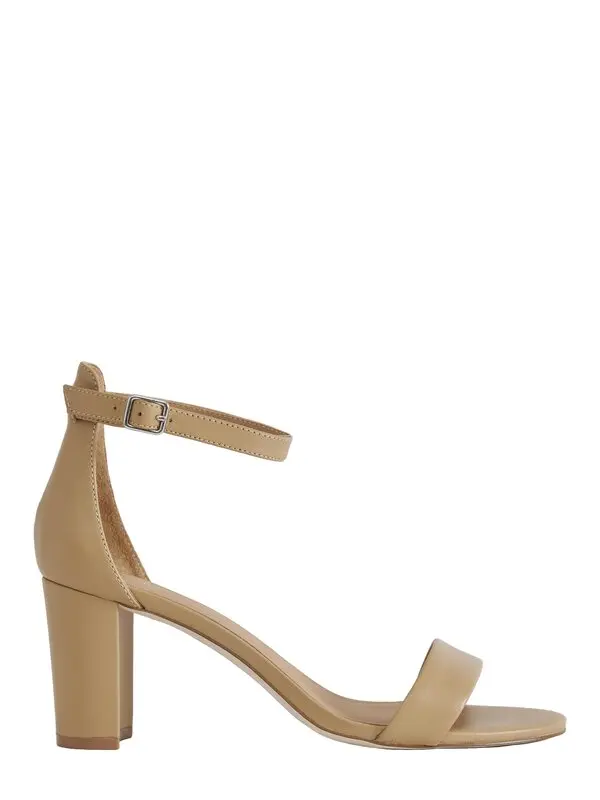 Quince Italian Leather Block Heel - Cashew