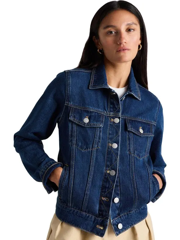 Quince Denim Trucker Jacket - Dark Indigo