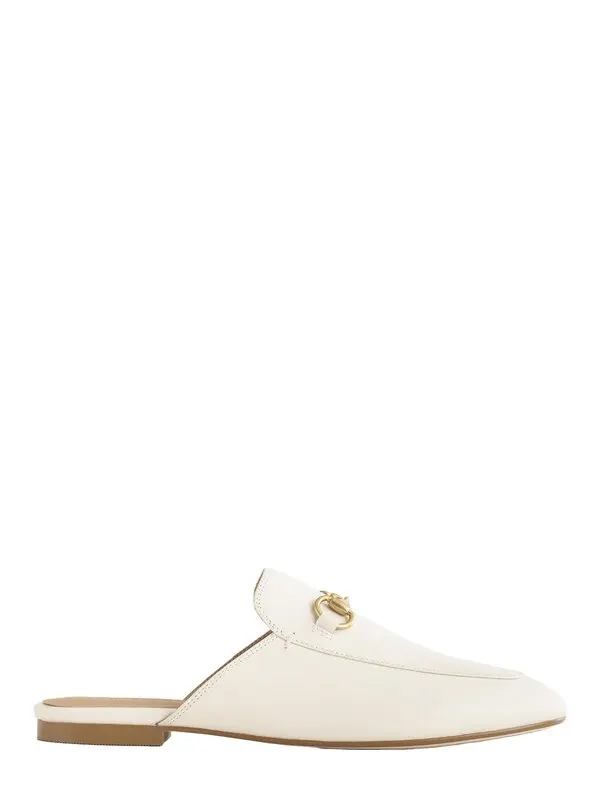 Quince Italian Leather Horsebit Loafer Mule - Bone