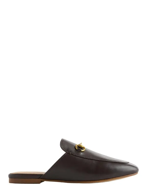 Quince Italian Leather Horsebit Loafer Mule - Coffee Bean