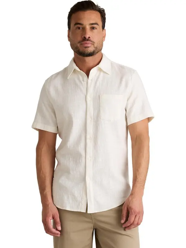 Quince Stretch Selvage Short Sleeve Shirt - White