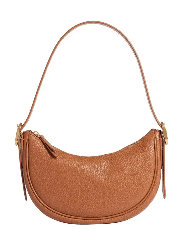 Quince Italian Leather Mini Crescent Shoulder Bag - Cognac