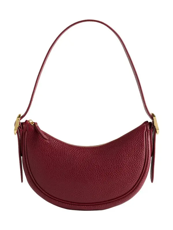Quince Italian Leather Mini Crescent Shoulder Bag - Garnet Red