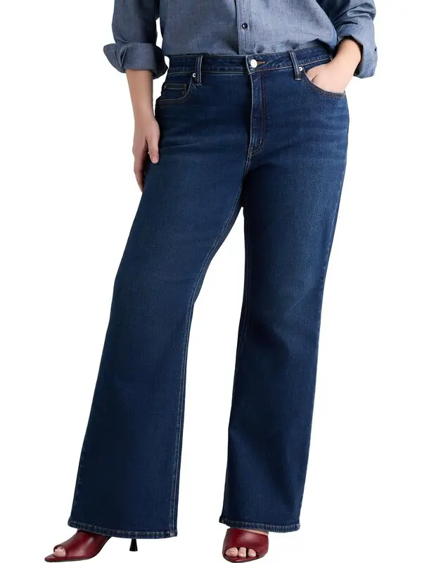 Quince Luna Stretch Flare Jeans - Midnight Blue