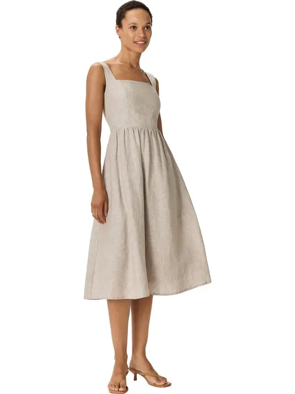 Quince 100% European Linen Fit & Flare Midi Dress - Flax
