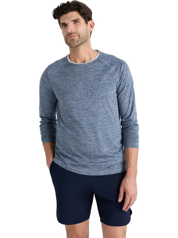 Quince Mesh Performance Training Long Sleeve T-shirt - Heather Blue