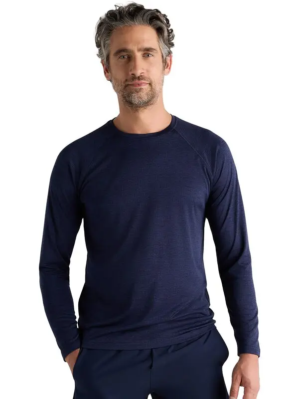 Quince Mesh Performance Training Long Sleeve T-shirt - Heather Navy