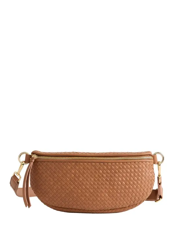 Quince Italian Leather Handwoven Sling Bag - Cognac