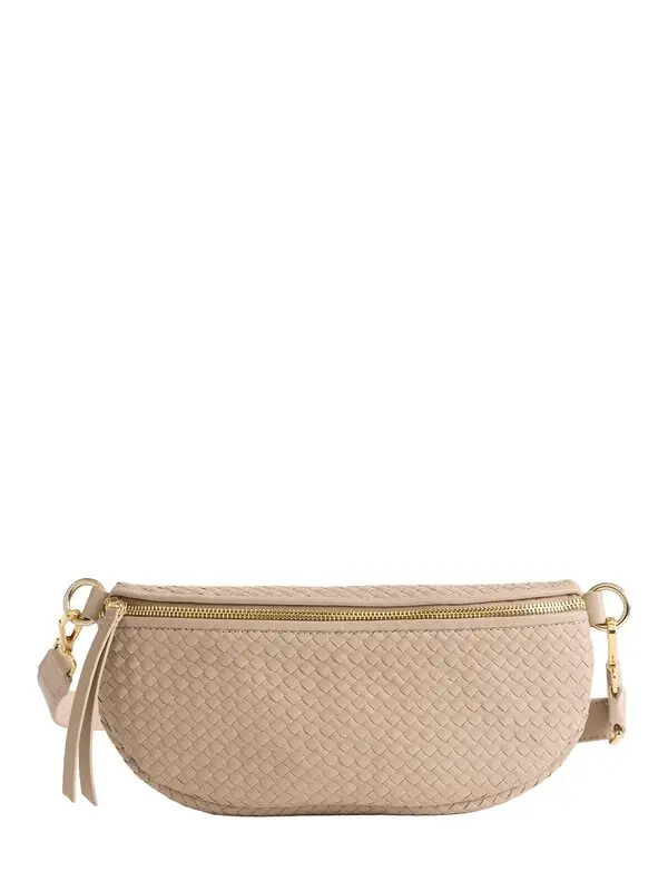 Quince Italian Leather Handwoven Sling Bag - Taupe