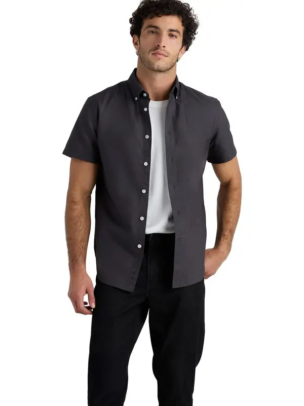 Quince Short Sleeve Oxford Shirt - Dark Coal