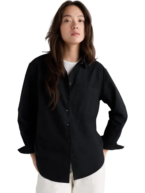 Quince Organic Cotton Relaxed Oxford Shirt - Classic Black