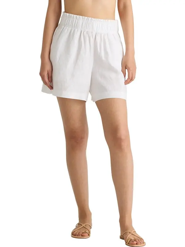 Quince Linen High Waisted Shorts - White