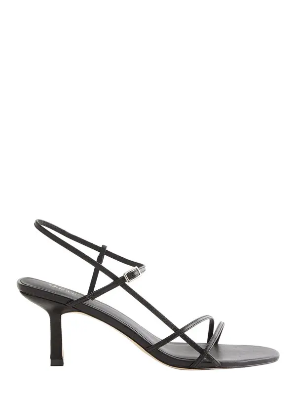 Quince Italian Leather 70mm Strappy Heel - Black