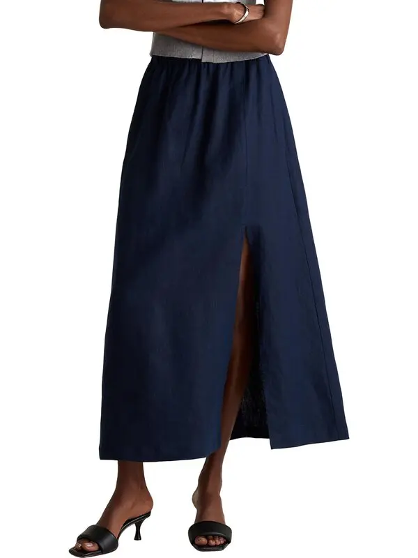 Quince 100% European Linen Maxi Skirt - Deep Navy