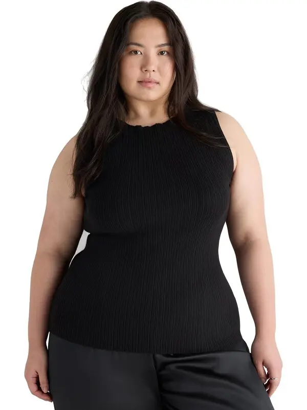 Quince Cotton Cashmere Ribbed Tank Top - Black