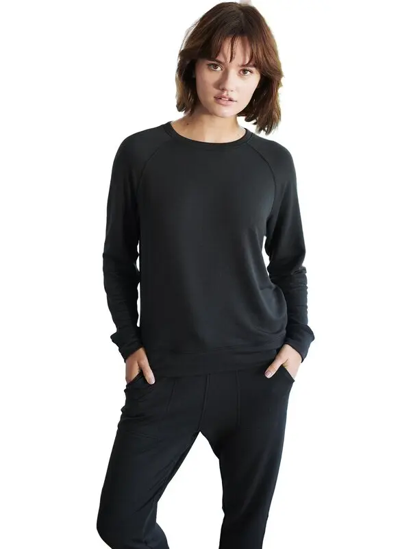 Quince Supersoft Fleece Crew Sweatshirt - Black