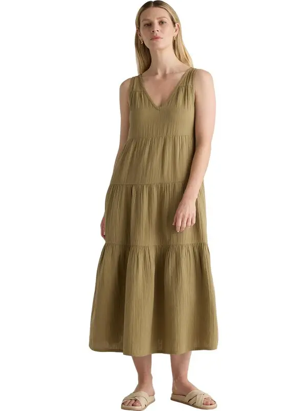 Quince Gauze Tiered Maxi Dress - Artichoke