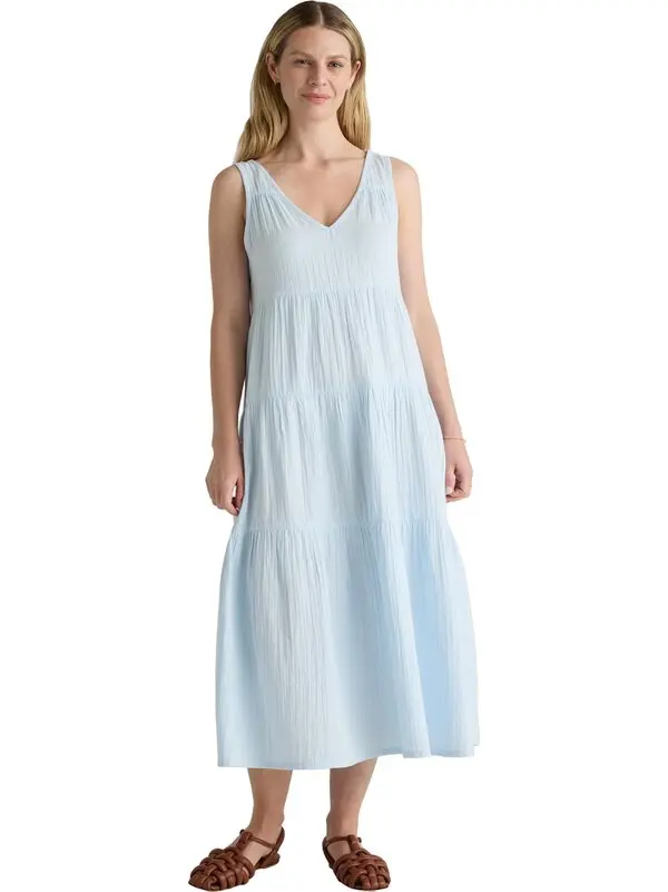 Quince Gauze Tiered Maxi Dress - Nantucket Blue