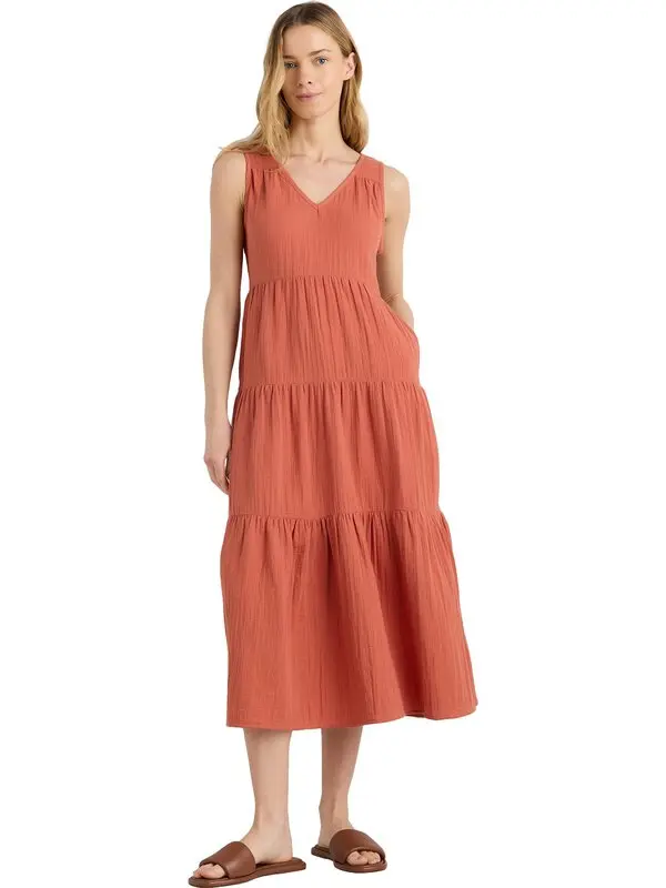 Quince Gauze Tiered Maxi Dress - Spiced Orange