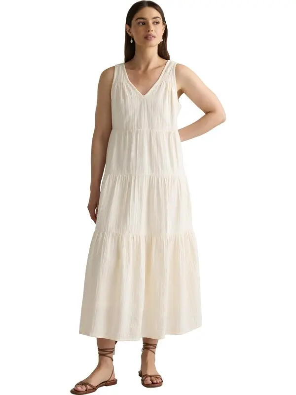 Quince Gauze Tiered Maxi Dress - Vintage Cream