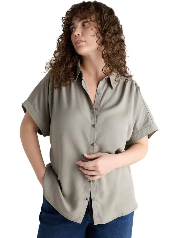 Quince Vintage Wash Camp Shirt - Olive