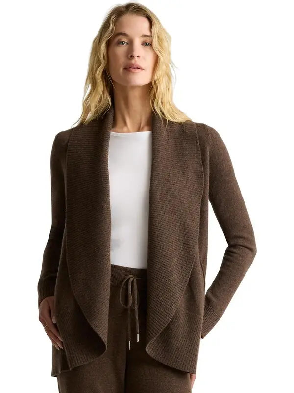 Quince Mongolian Cashmere Open Cardigan Sweater - Brown