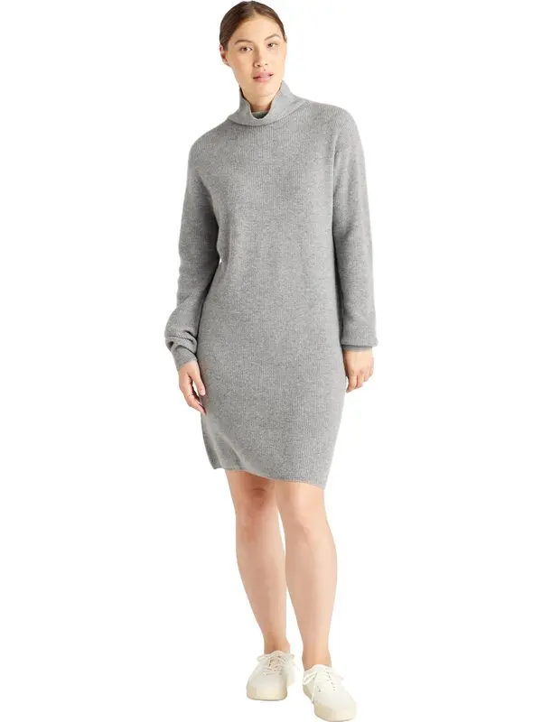 Quince Mongolian Cashmere Sweater Dress - Heather Grey