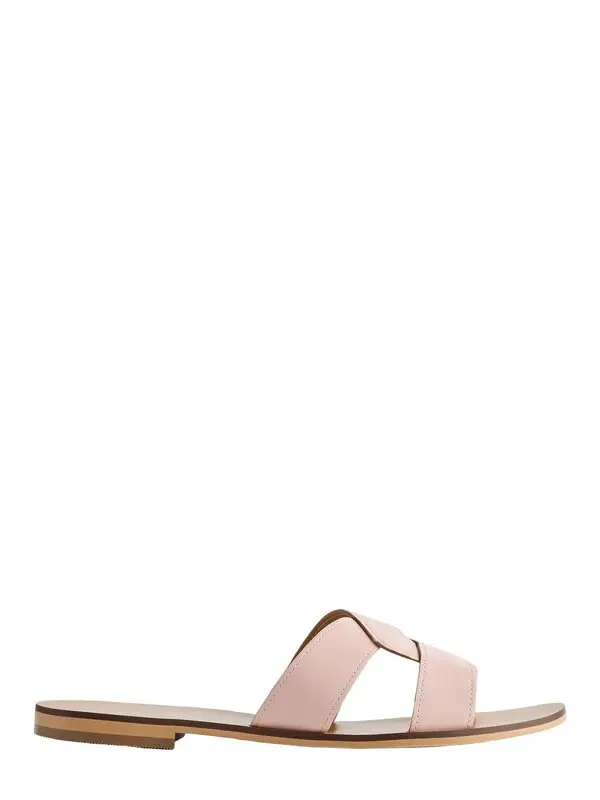 Quince Italian Leather Cutout Slide Sandals - Shell Pink