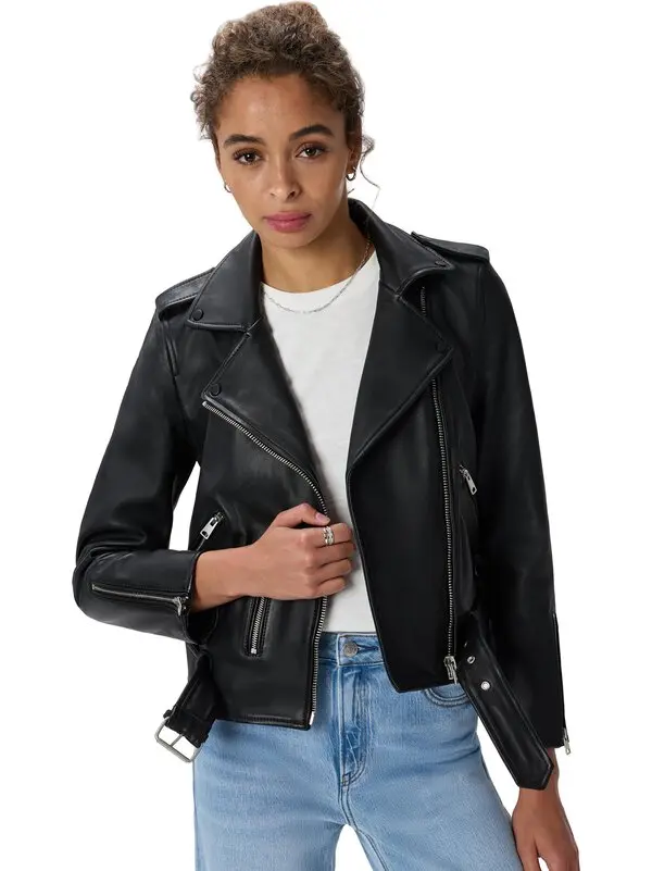 Quince Leather Motorcycle Jacket - True Black