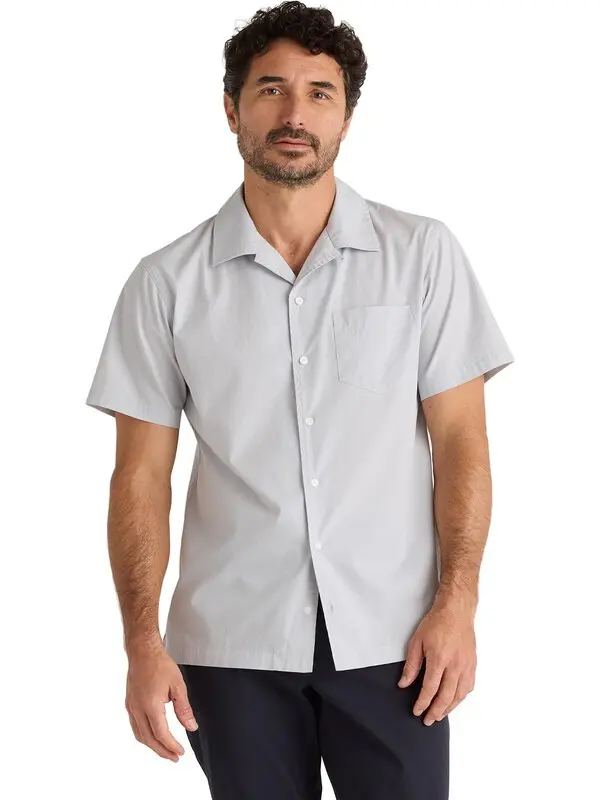 Quince Stretch Poplin Camp Shirt - Light Grey