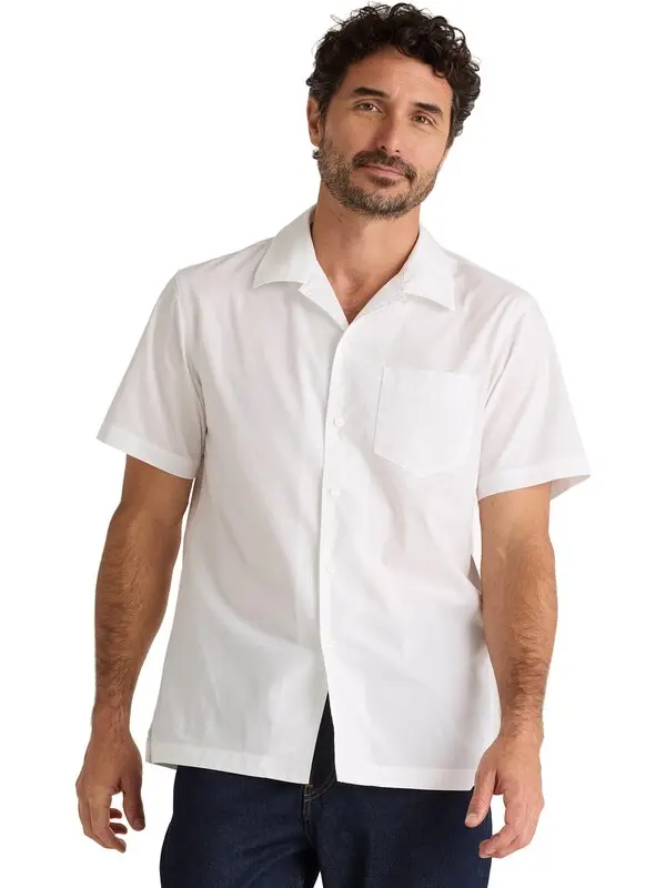 Quince Stretch Poplin Camp Shirt - White
