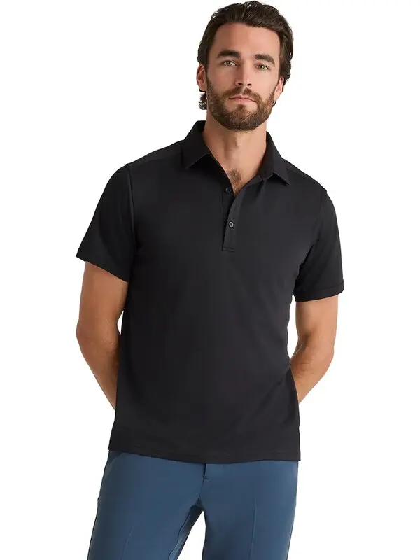 Quince Commuter Stretch Pique Polo - Black