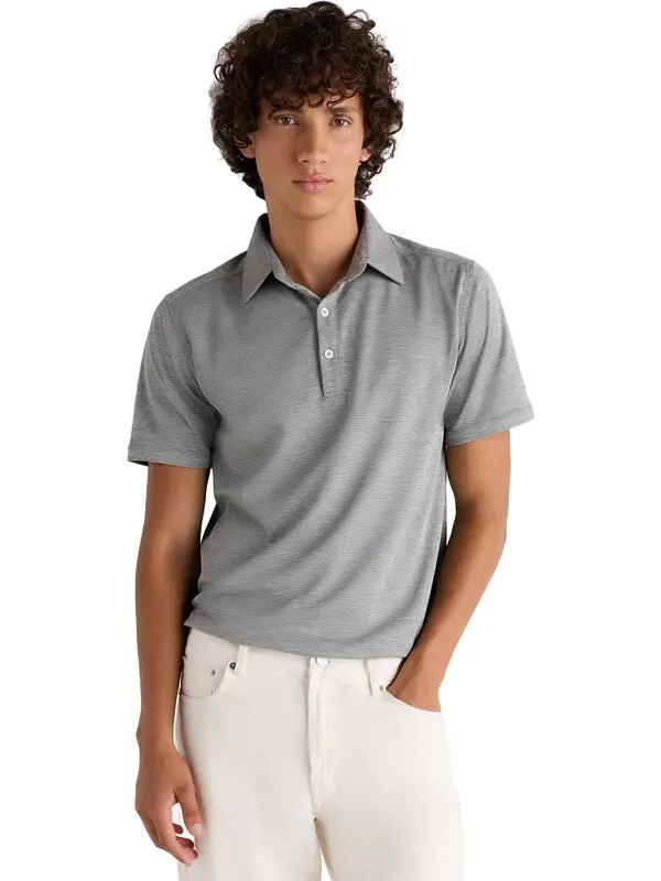 Quince Commuter Stretch Pique Polo - Heather Grey