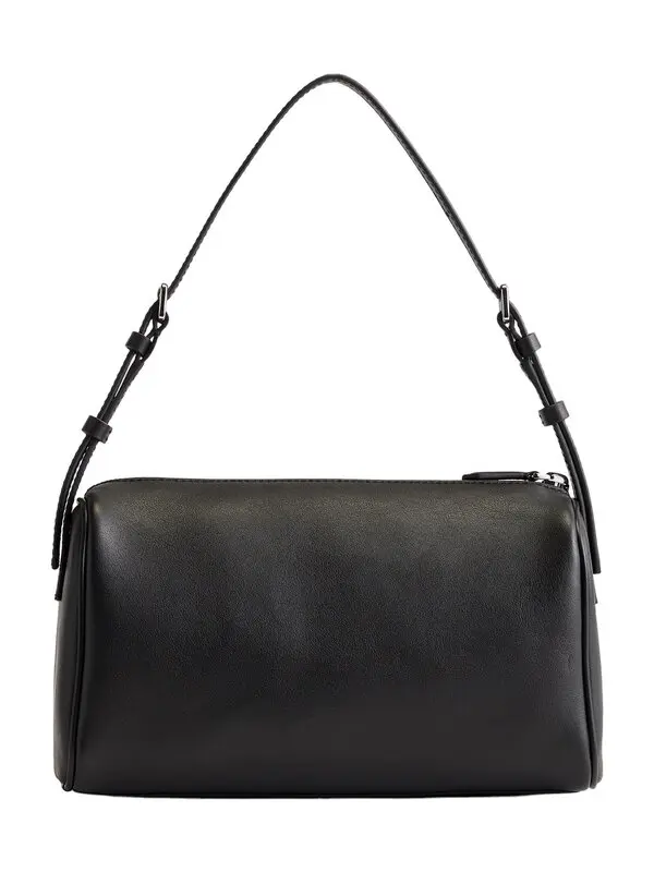 Quince Italian Leather Mini Barrel Shoulder Bag - Black