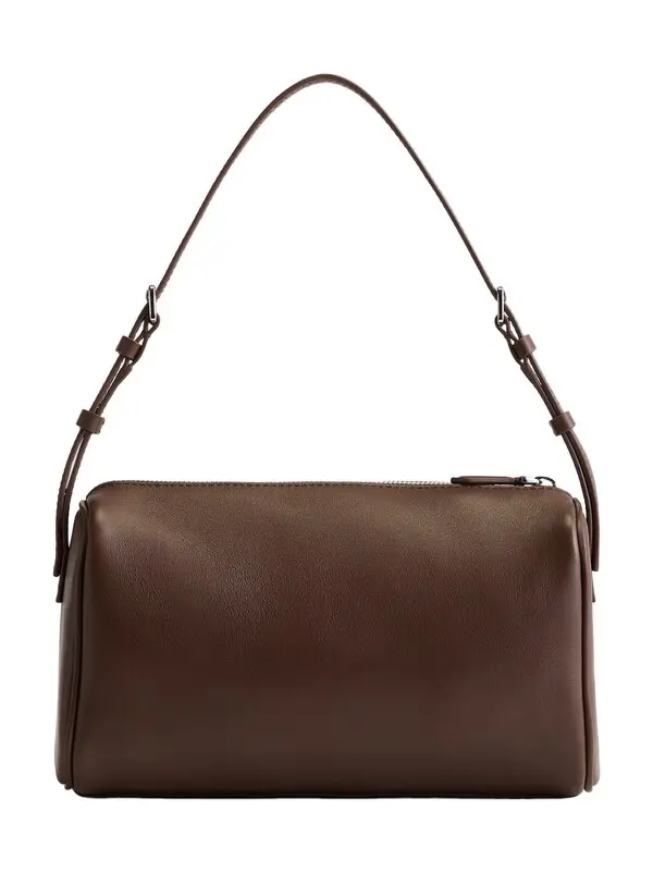 Quince Italian Leather Mini Barrel Shoulder Bag - Dark Brown