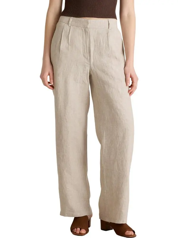 Quince 100% European Linen Pleated Trouser - Flax