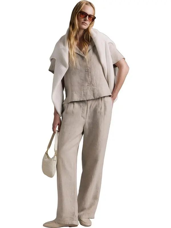 Quince 100% European Linen Pleated Trouser - Flax