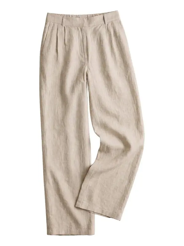 Quince 100% European Linen Pleated Trouser - Flax