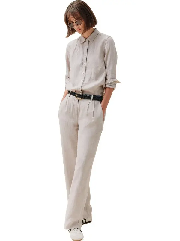 Quince 100% European Linen Pleated Trousers - Flax