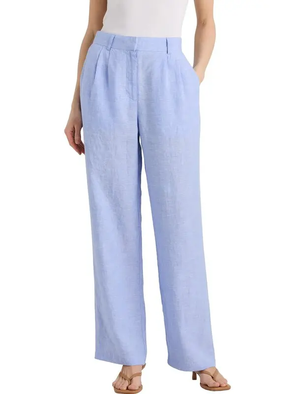 Quince 100% European Linen Pleated Trouser - French Blue