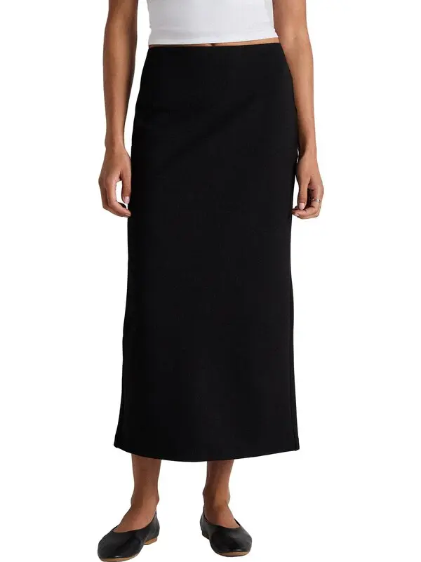 Quince Ultra-stretch Ponte Maxi Pencil Skirt - Black