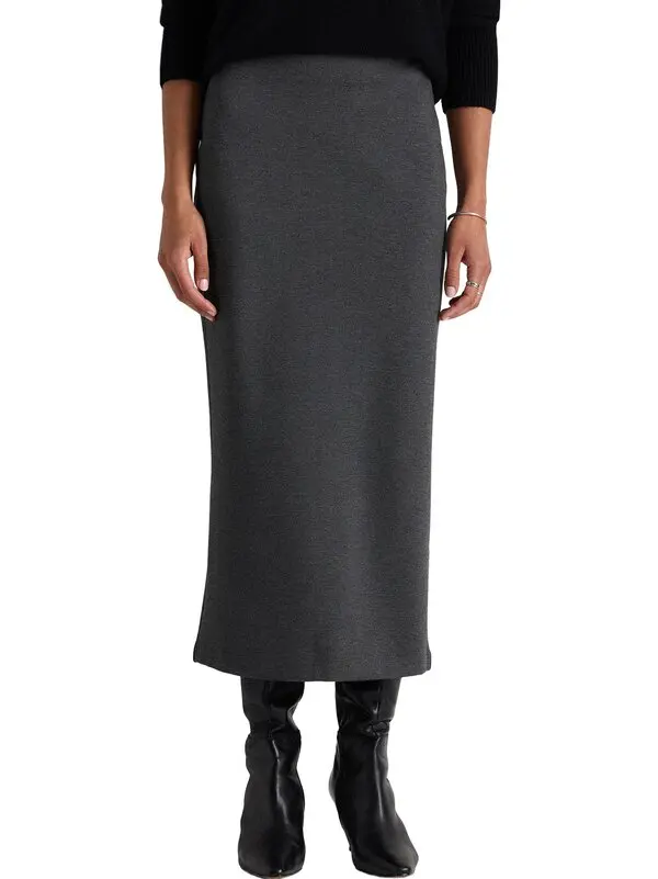 Quince Ultra-stretch Ponte Maxi Pencil Skirt - Charcoal