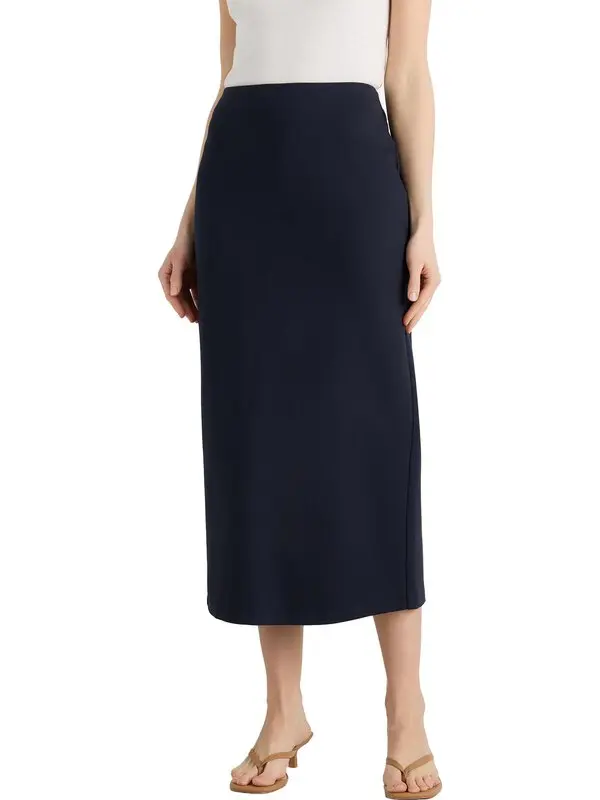 Quince Ultra-stretch Ponte Maxi Pencil Skirt - Navy